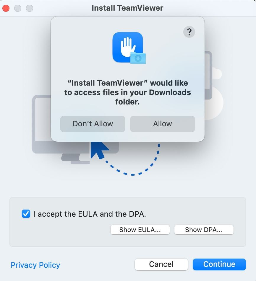 Remote installation with TeamViewer (MacOS) – EyeZy