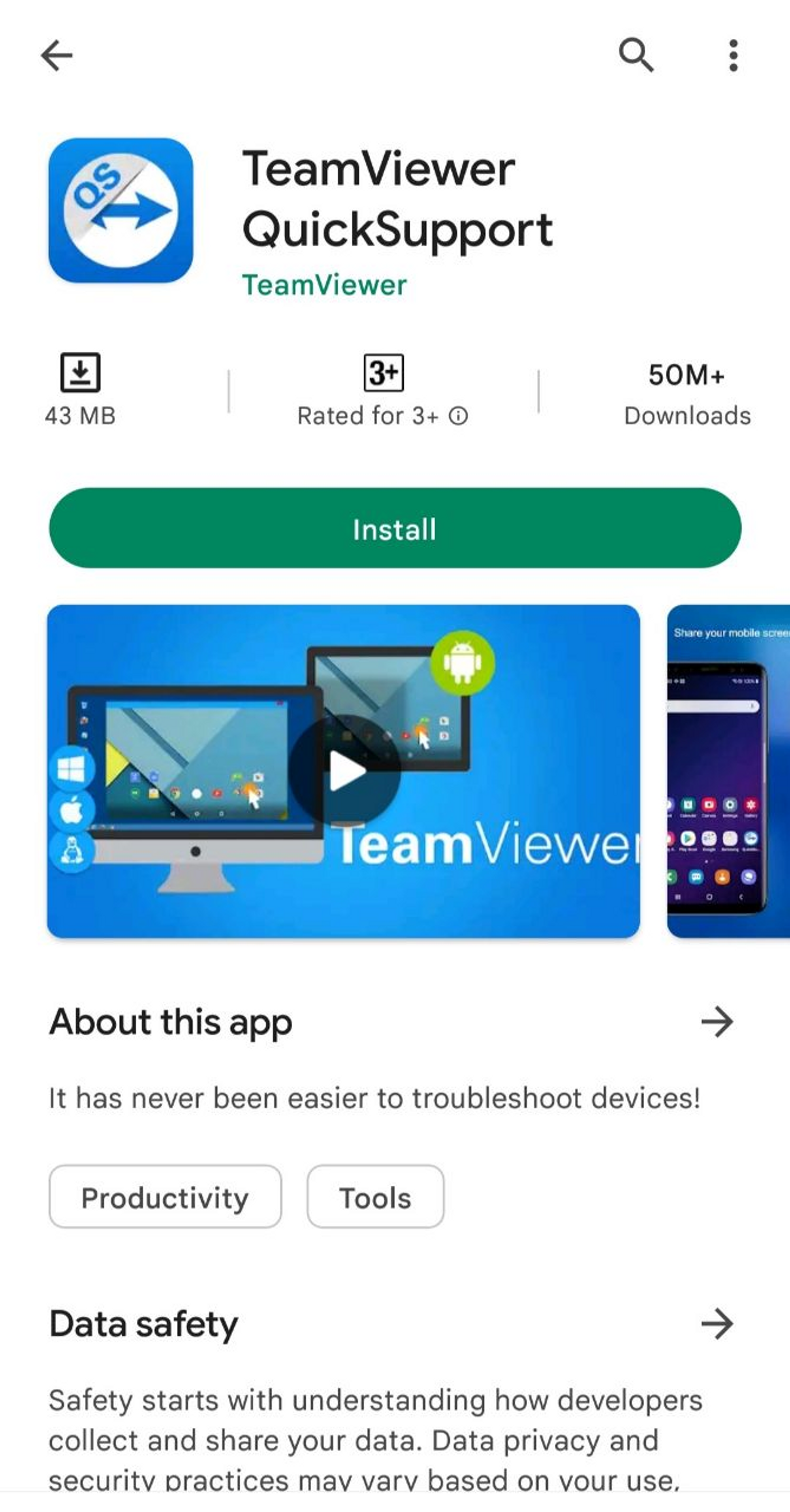 Remote Installation mit QuickSupport (Android) – Hilfe